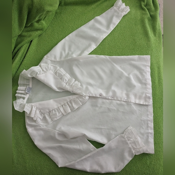 Na Ma of California | Tops | White Long Sleeve Ruffle Shirt | Poshmark